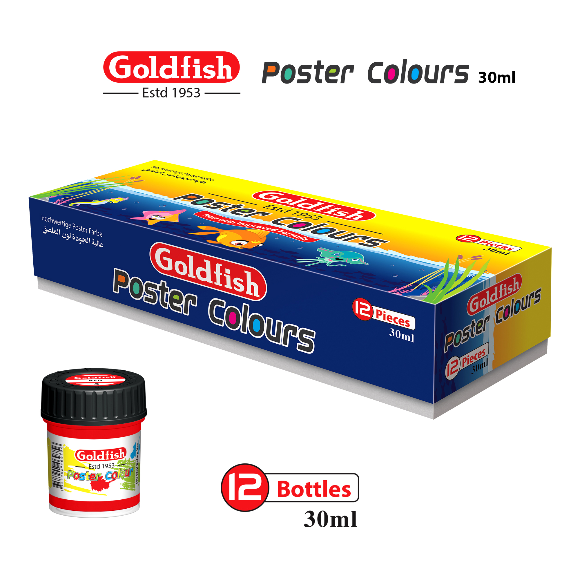 Goldfish Poster Colors 30ml 12 pc Colour Box Set for Bold and Lively ...