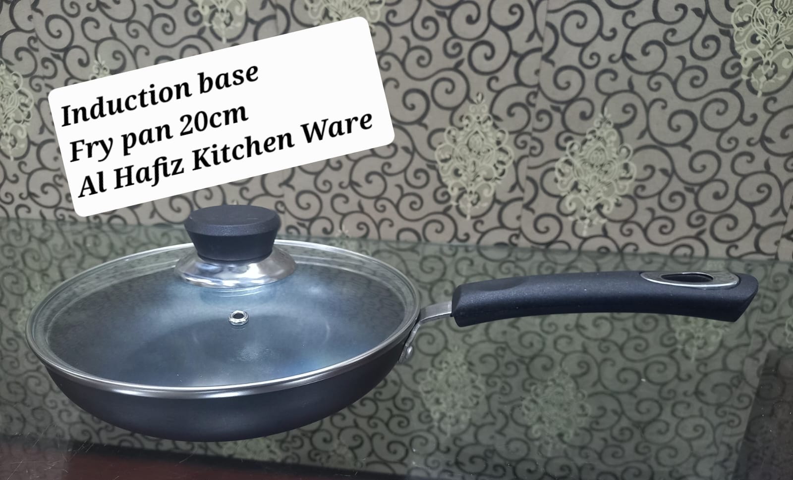 induction base fry pan(egg pan) non stick with glass lid 20cm (IMPORTED ...