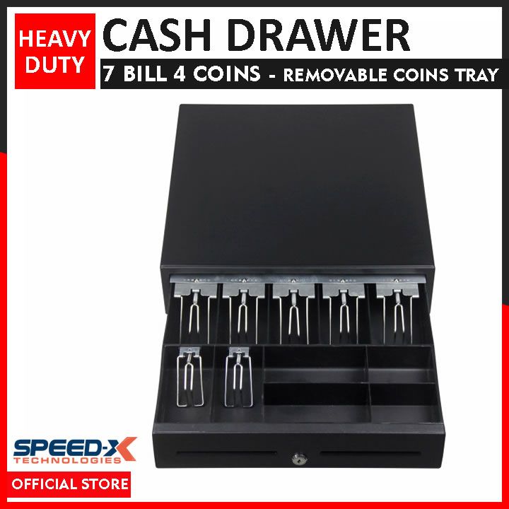 Cash Drawer POS 7 Bills 4 Coins Removable Coin Tray Heavy Duty Box RJ11 ...