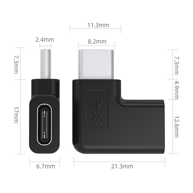 USB-C Adapter Male to Female Converter 90 Degree Right Angle for Smart ...