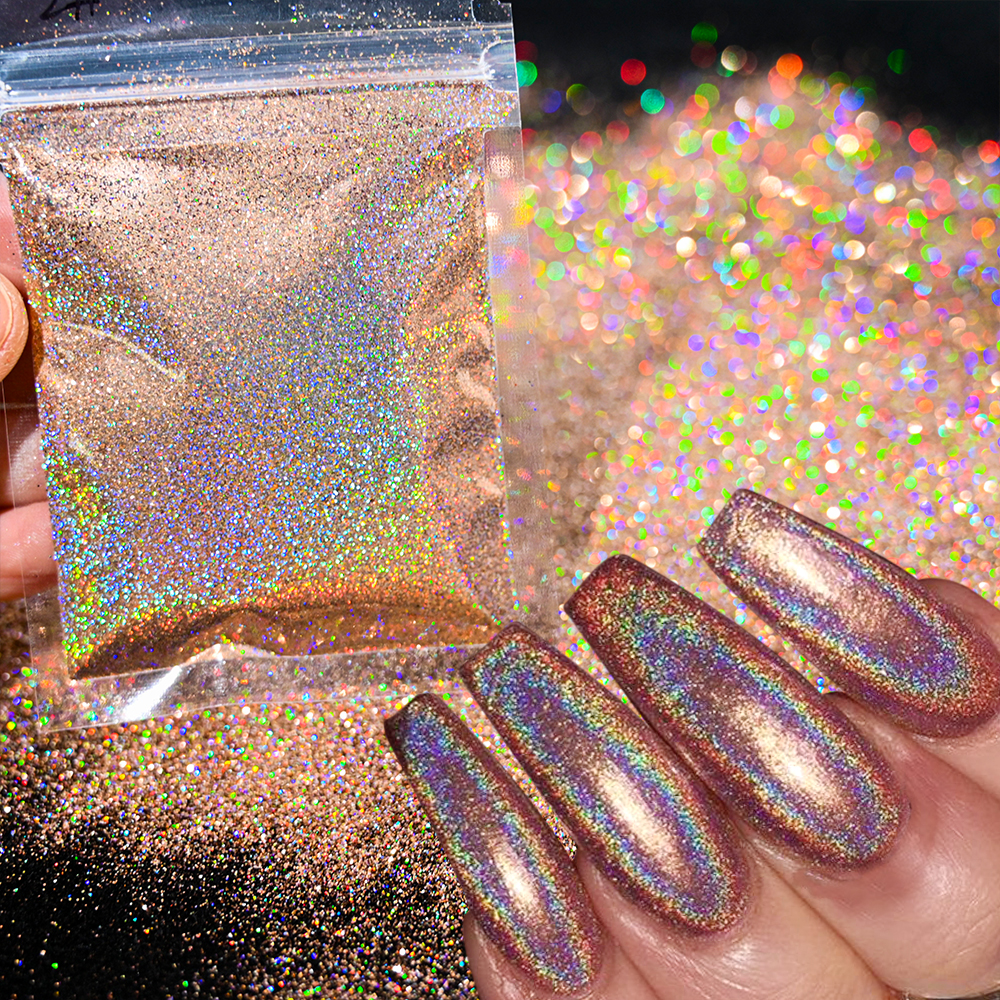 5G Holographic Gold Silver Nail Art Glitter Powder Sparkly Laser Chrome ...