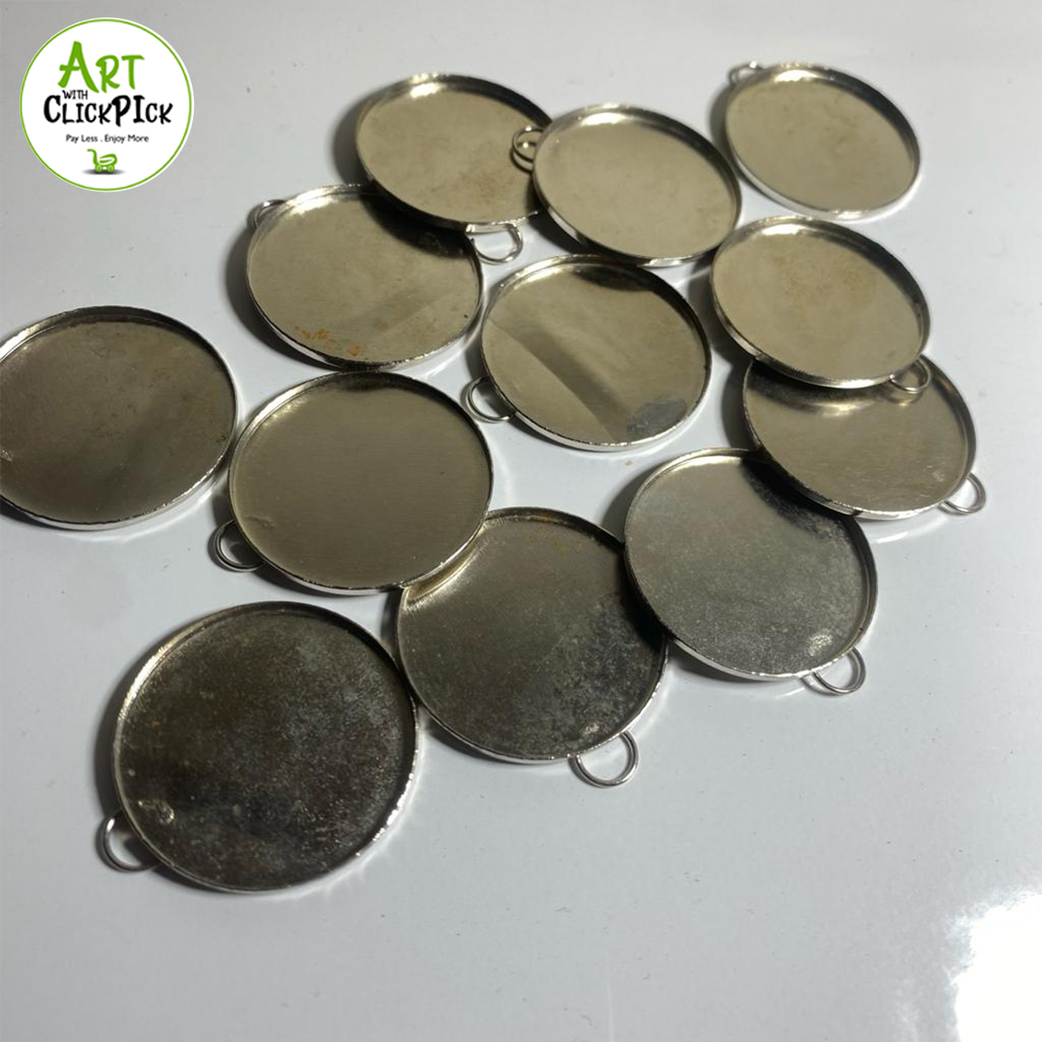 Round Bezel Tray Base Necklace Pendant | Alloy Hollow Mold Jewelry Base ...