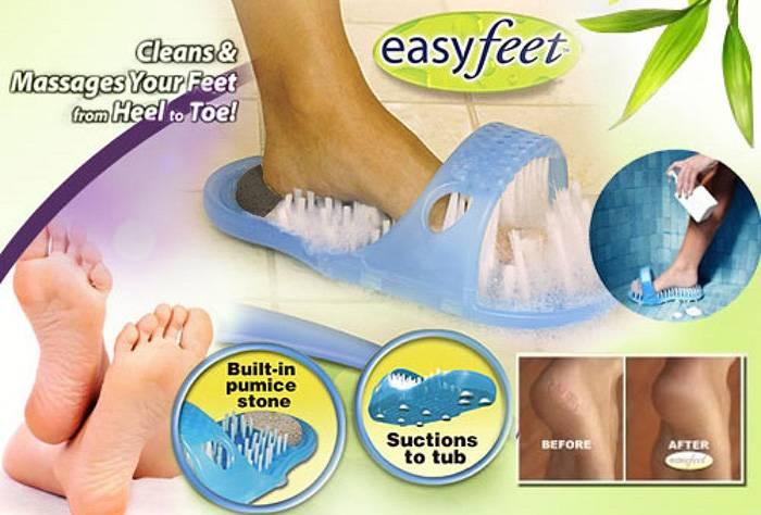 Easy Feet Foot Scrubber Brush Massager Shower Cleaner Slipper Bathroom ...