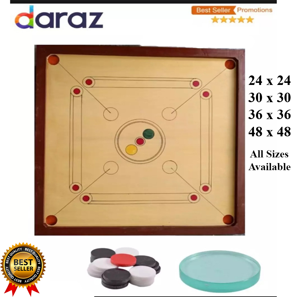 24, 30, 36, 48 inch Carrom Board Game High Quality Lasani Wood Free ...
