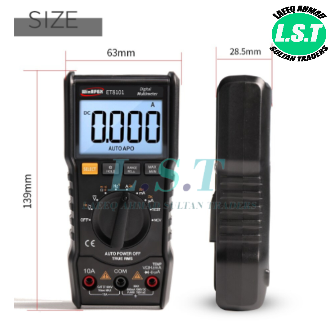 WinAPEX ET8101 Digital Multimeter 6000 Counts True RMS Digital Voltmeter 1000V 10A Mini Pocket ...