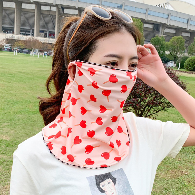 Printed Ice Silk Mask Fashion Cycling Face Cover Floral Face Cover UV ...