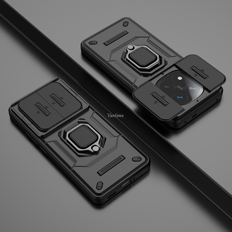 Vantime for Xiaomi Redmi Note 14 Pro+ Plus 5G Hard Case Sliding Lens Protector Stand Back Cover ...