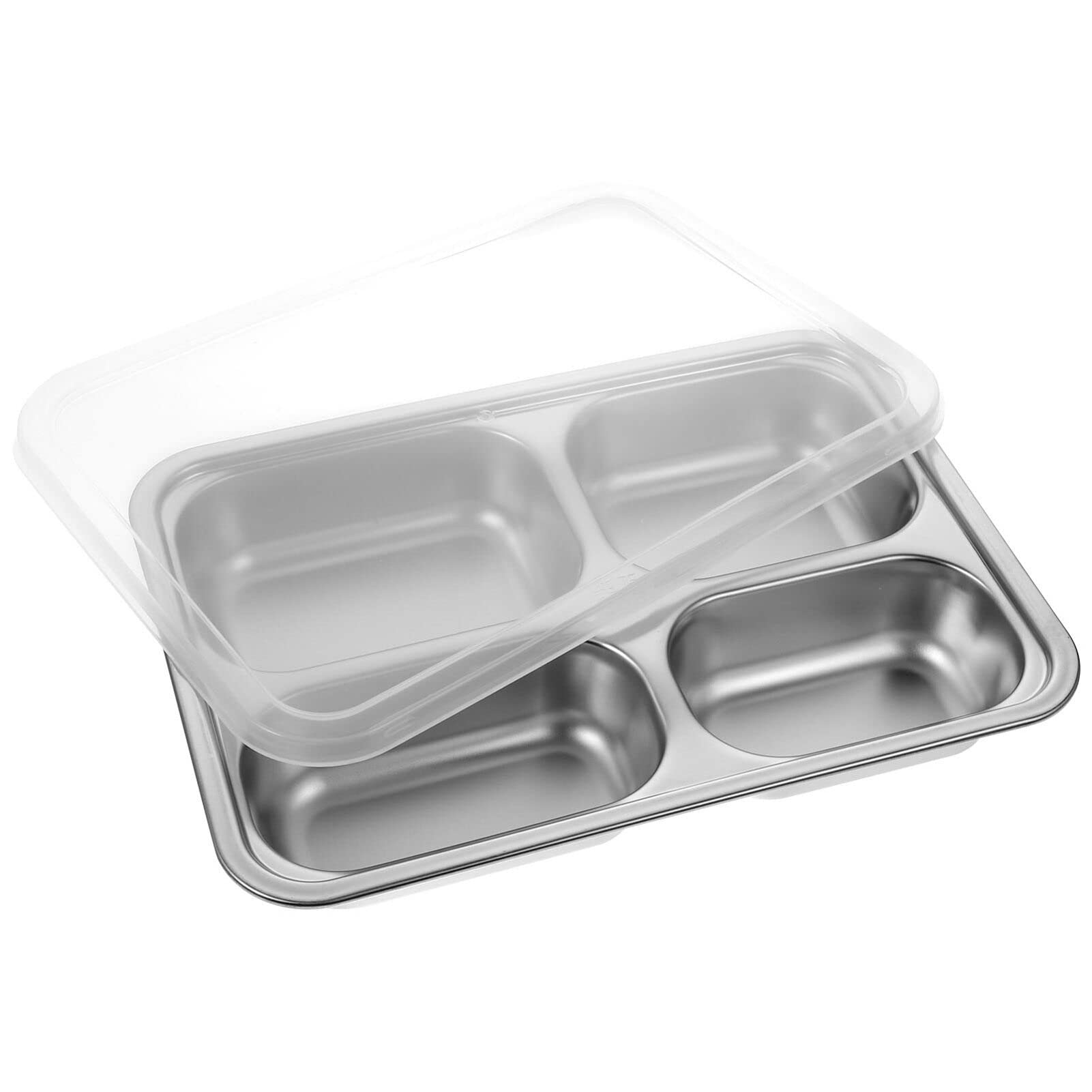 4 Compartments Stainless Steel Plate with Lid, Stainless Steel ...