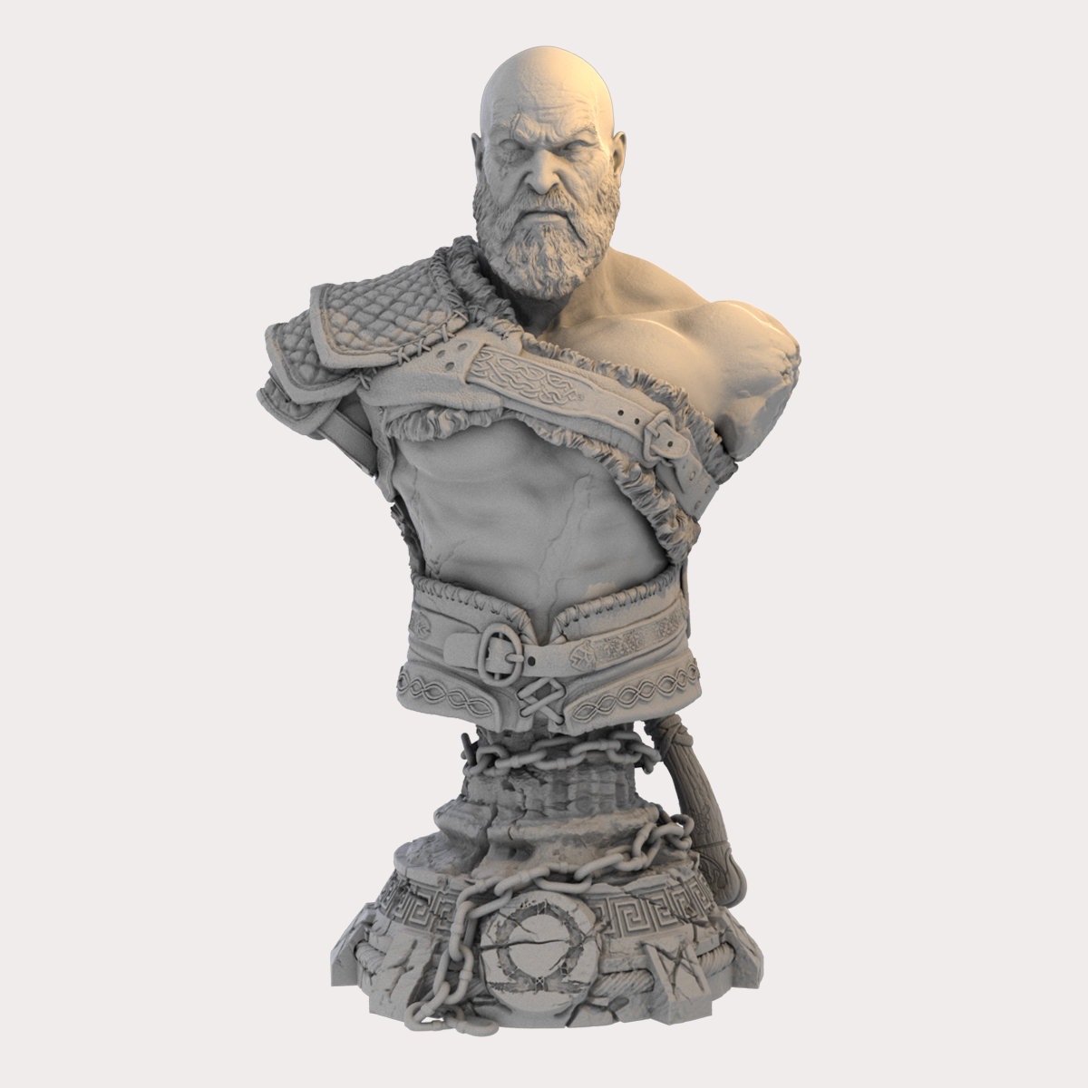 1/10 God of War Kratos Spartacus Bust GK White Model 3D Printing Resin ...