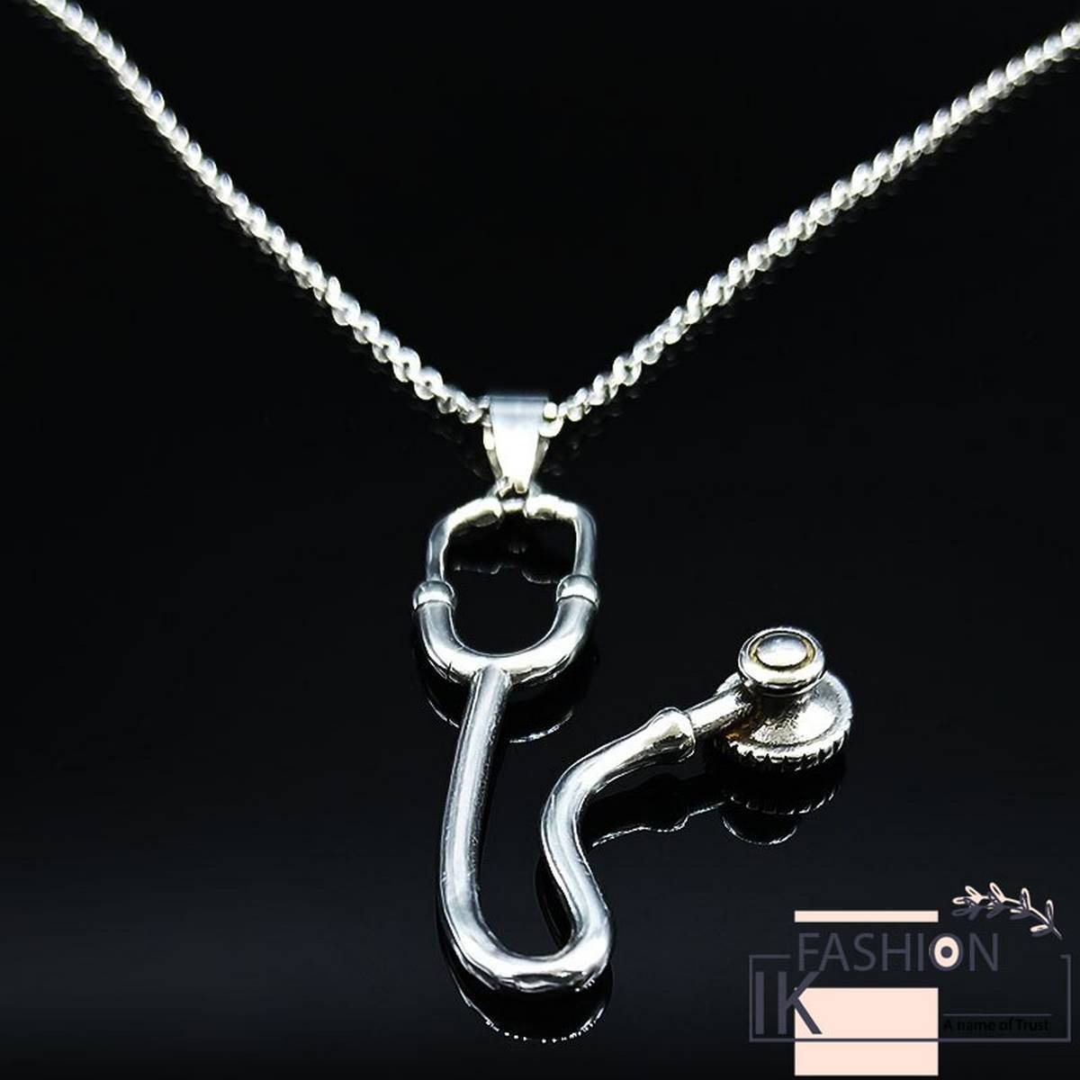 IK Fashion - Doctor Stethoscope Stainless Steel Necklace Silver Color ...