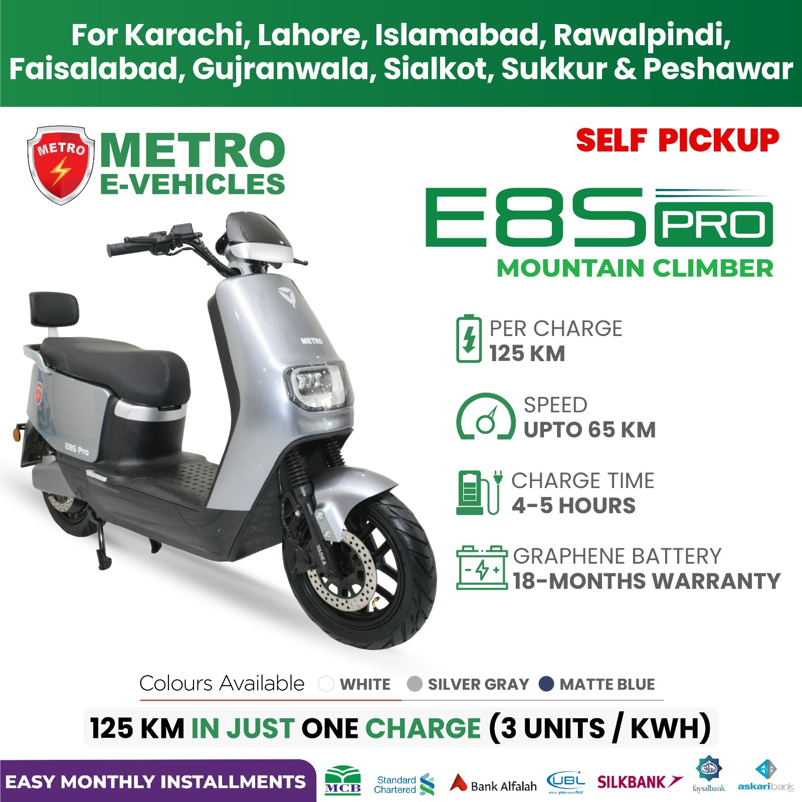 METRO E8S PRO Electric Scooter E-bike - White / Silver Gray / Matte ...