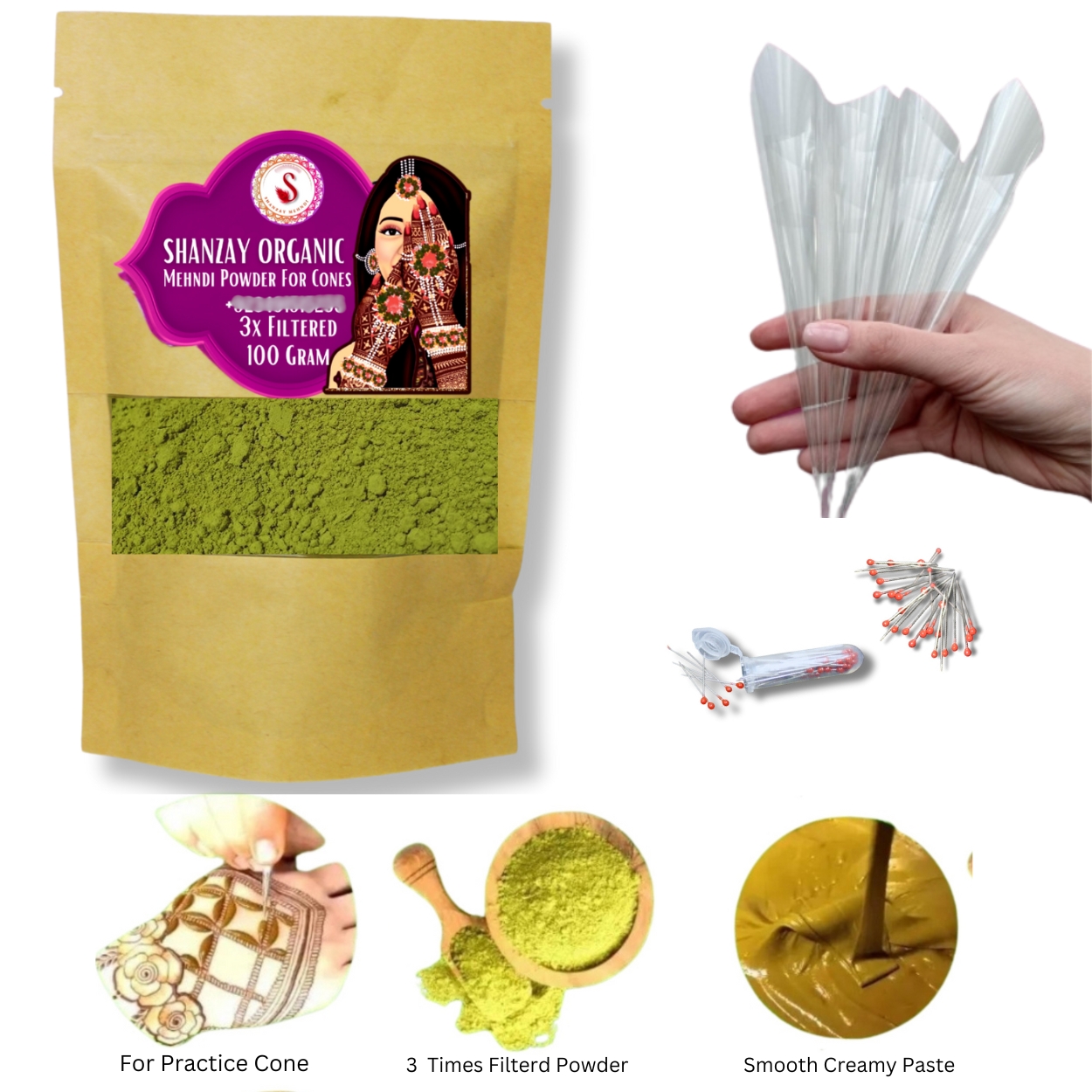 Colorless Organic Mehndi Powder for Mehndi Cones and Practice hands ...