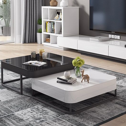 Shallow Coffee Table - Simple Square Shape Space Saving Modern Living ...