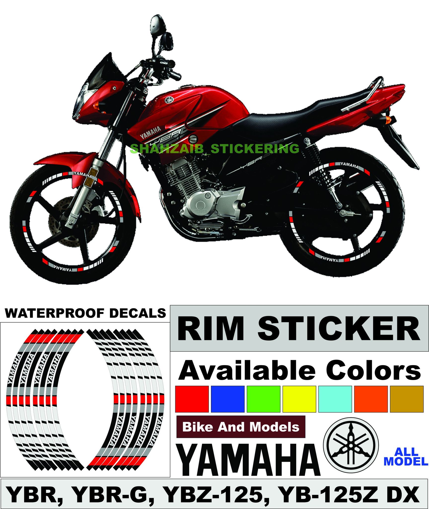 Wheel Stickers for YAMAHA YBR, YBR-G Rim Reflector Tape Motorcycle ...
