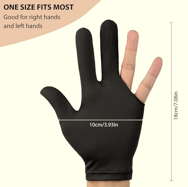 Pack of 1 PCs Billiards Glove, 1 Finger Pool Gloves | Embroidered ...