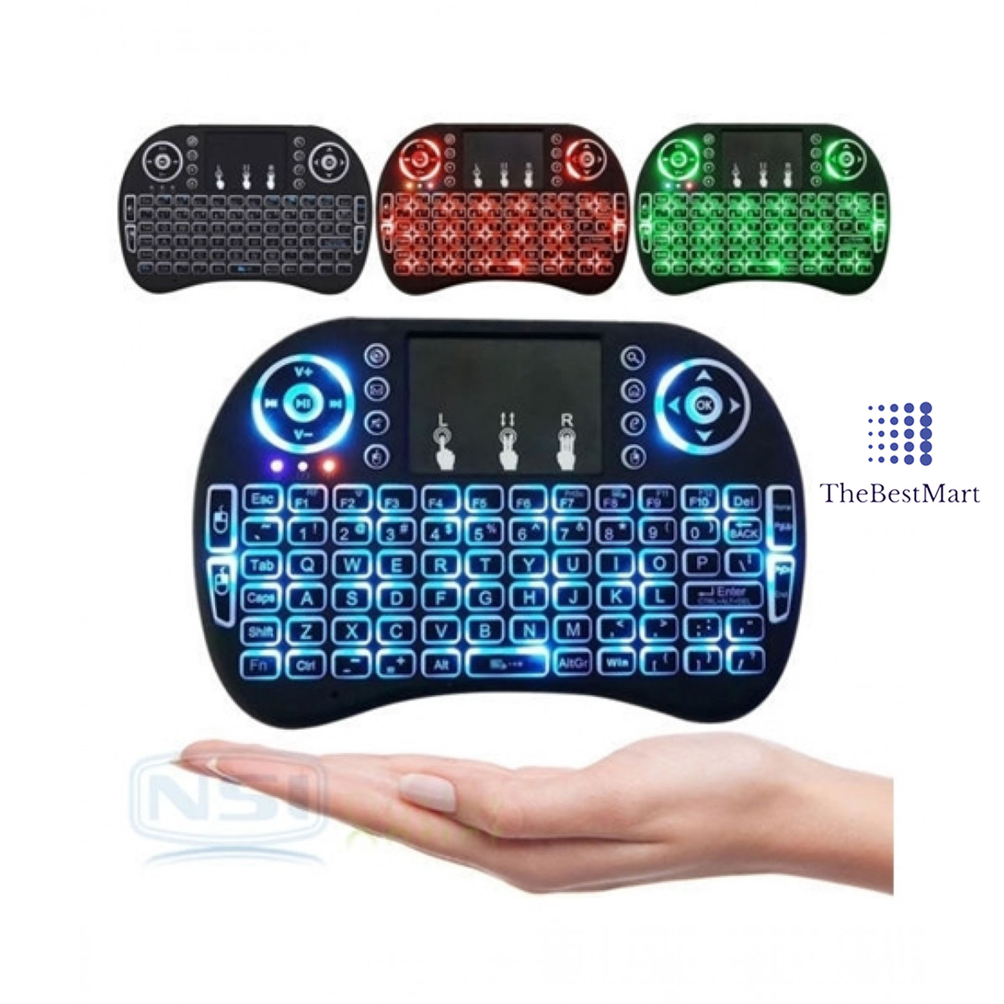 Mini Wireless Keyboard RF500 with 3 Color RGB Backlit, 2.4GHz Wireless ...