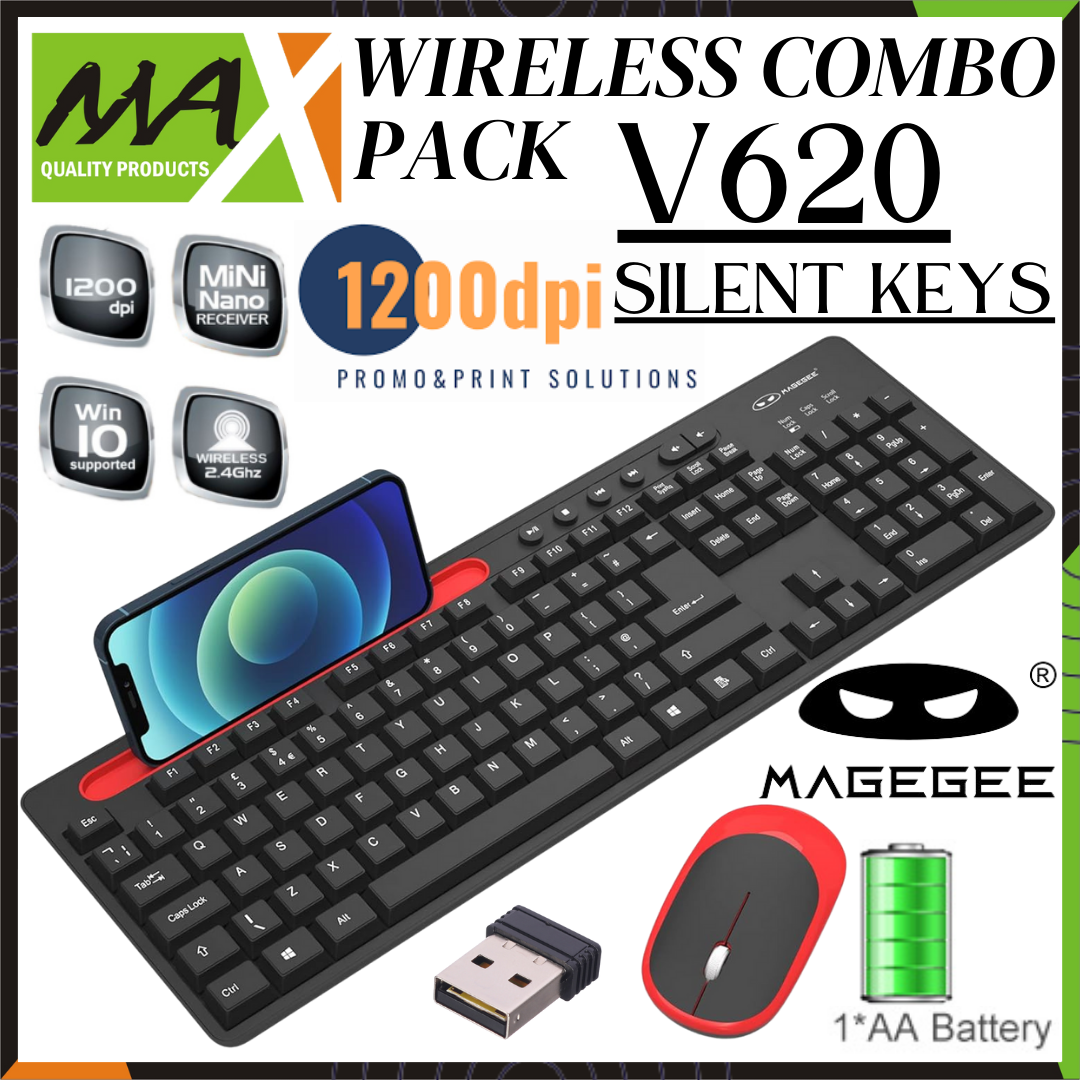 MageGee V620 Wireless Keyboard and Mouse Combo, 2.4GHz Slim Ergonomic ...