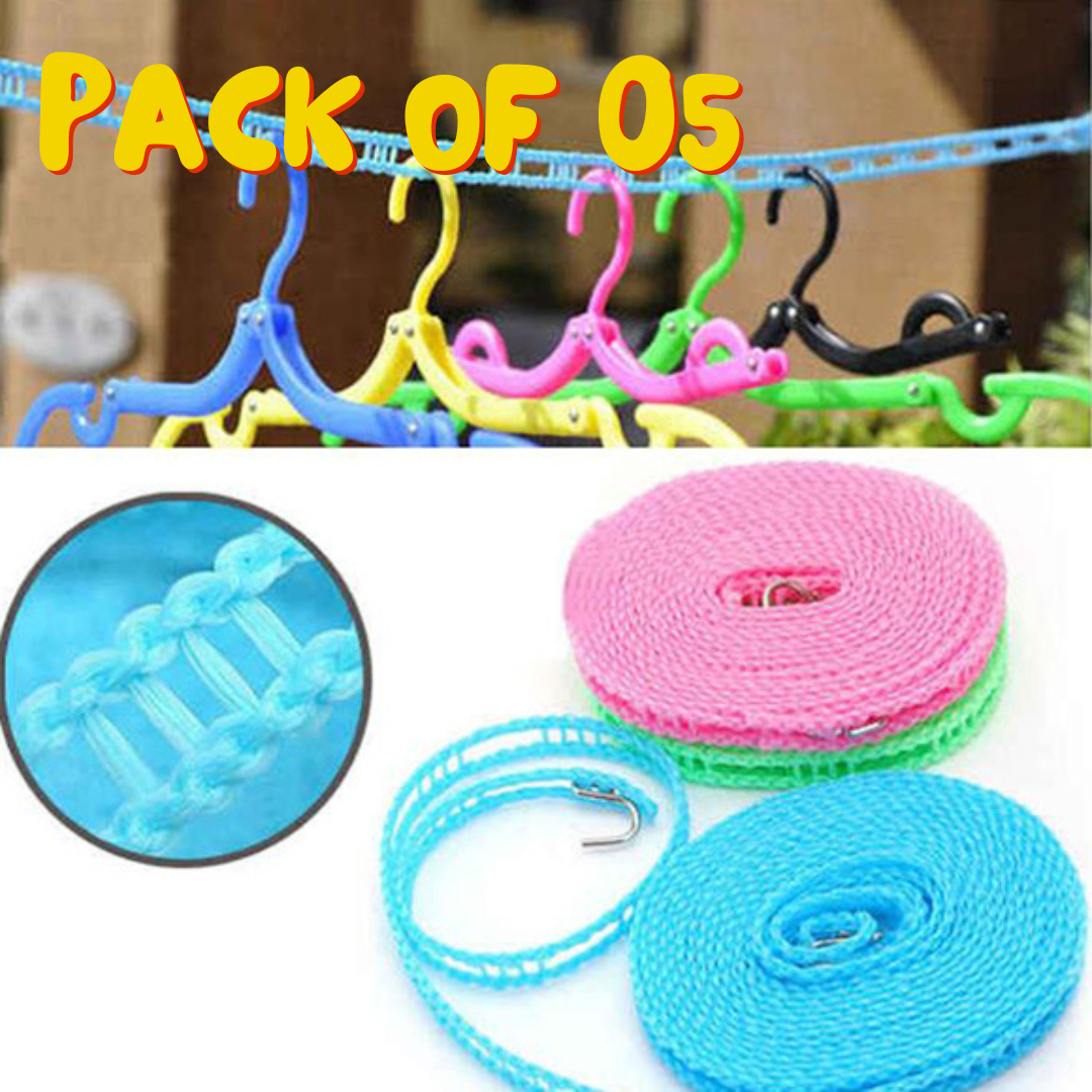 Pack of 05 Plastic Cloth Hanging Rope Clothesline - 5 Meters | Daraz.pk
