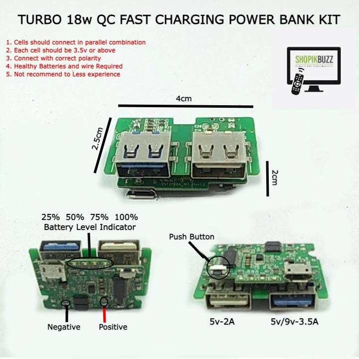 Fast Charging Power Bank Kit | Turbo 18W Circuit | Circuit Turbo 18w QC ...