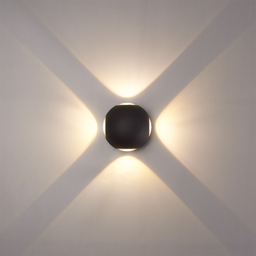 LED COB 4 Sided Wall Lamp Outdoor Wall Light IP65 Waterproof Black ...