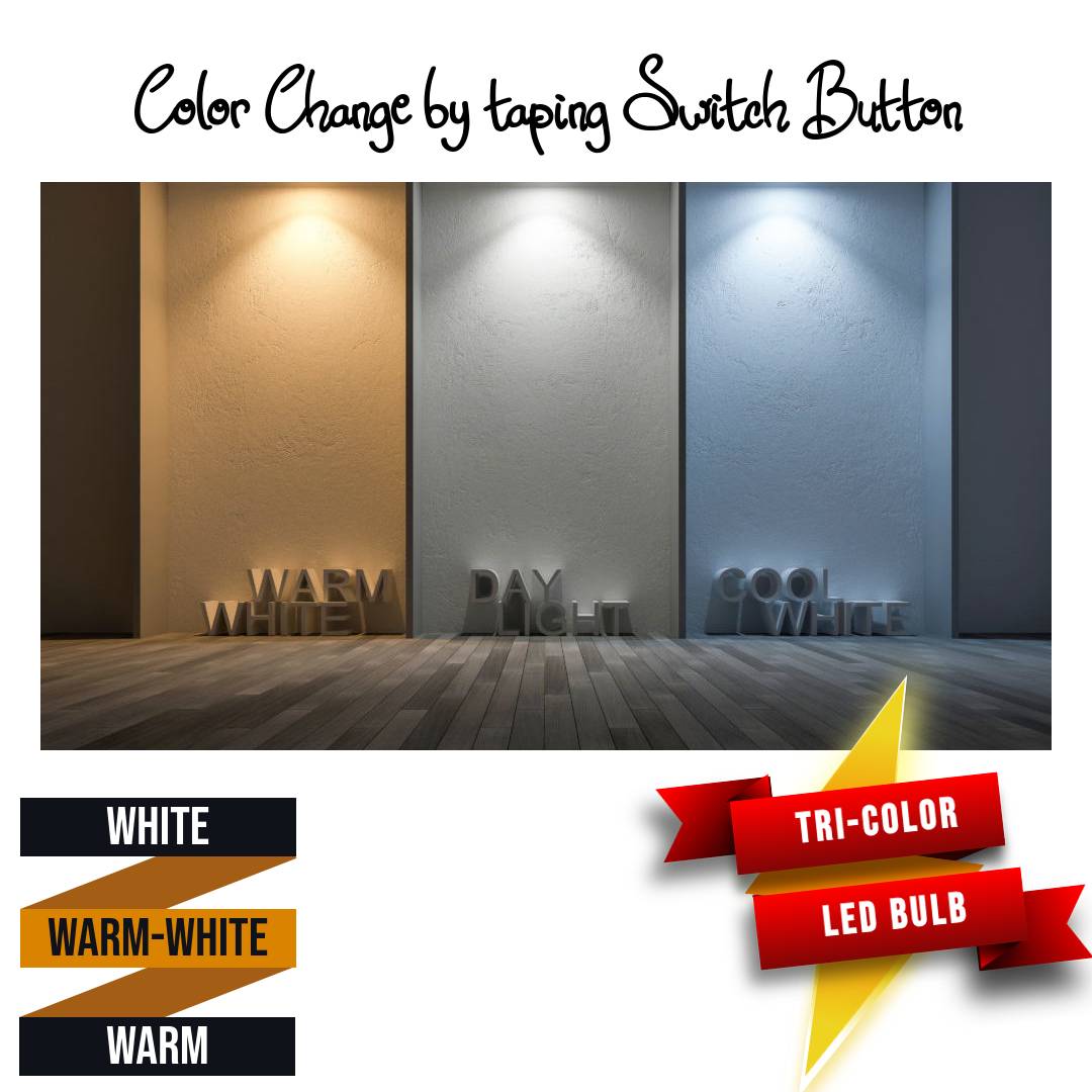 Tri-Color LED Bulb 3 in 1 Day Light | Cool White | Warm | Daraz.pk