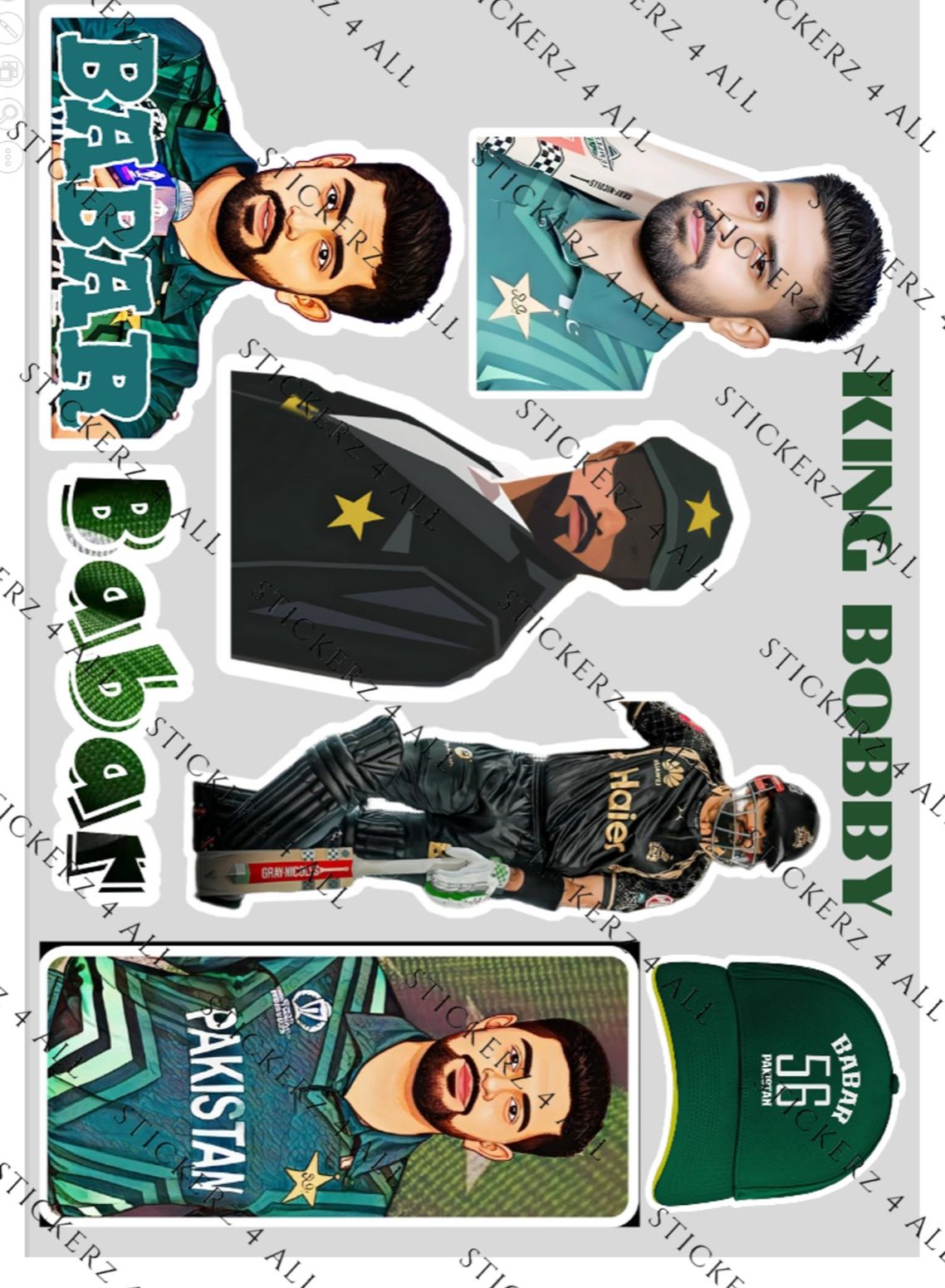 uncut sticker sheet CRICKETER BABAR AZAM A6 size based on pakistani ...