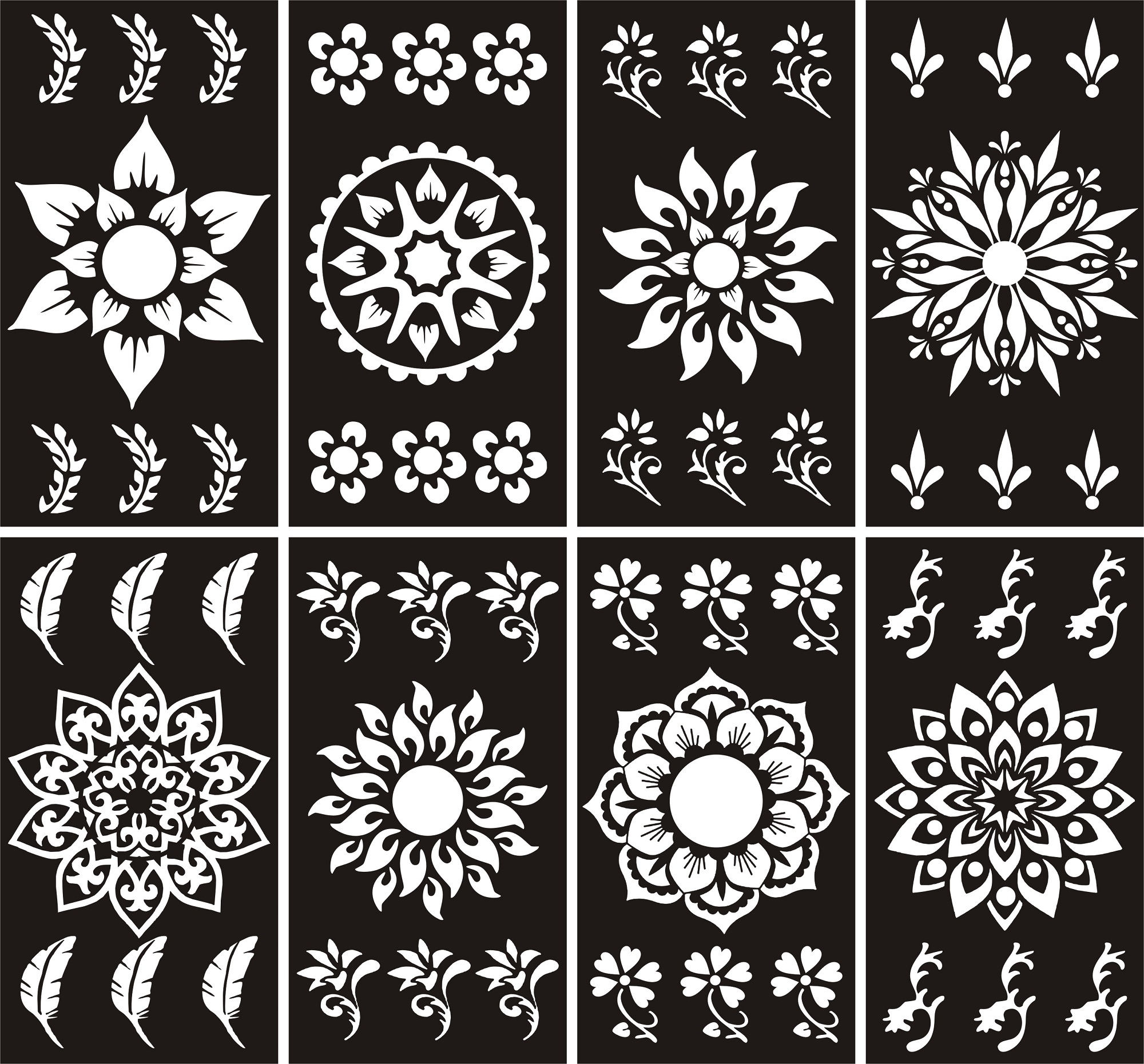 Pack of 8 Mehndi Henna Design Stickers Stencils Random | Daraz.pk