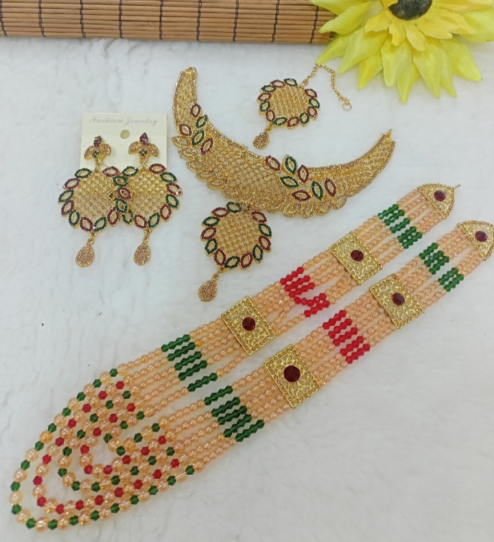 Jewellery collection jadao barik nagina set with long cristal mala long ...