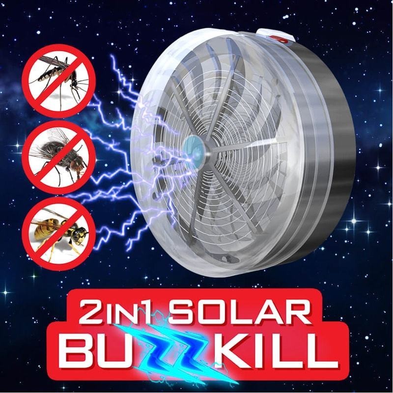 Solar Buzz Kill Zapper Killer UV Light Fly Insect Bug Mosquito Lamp for ...