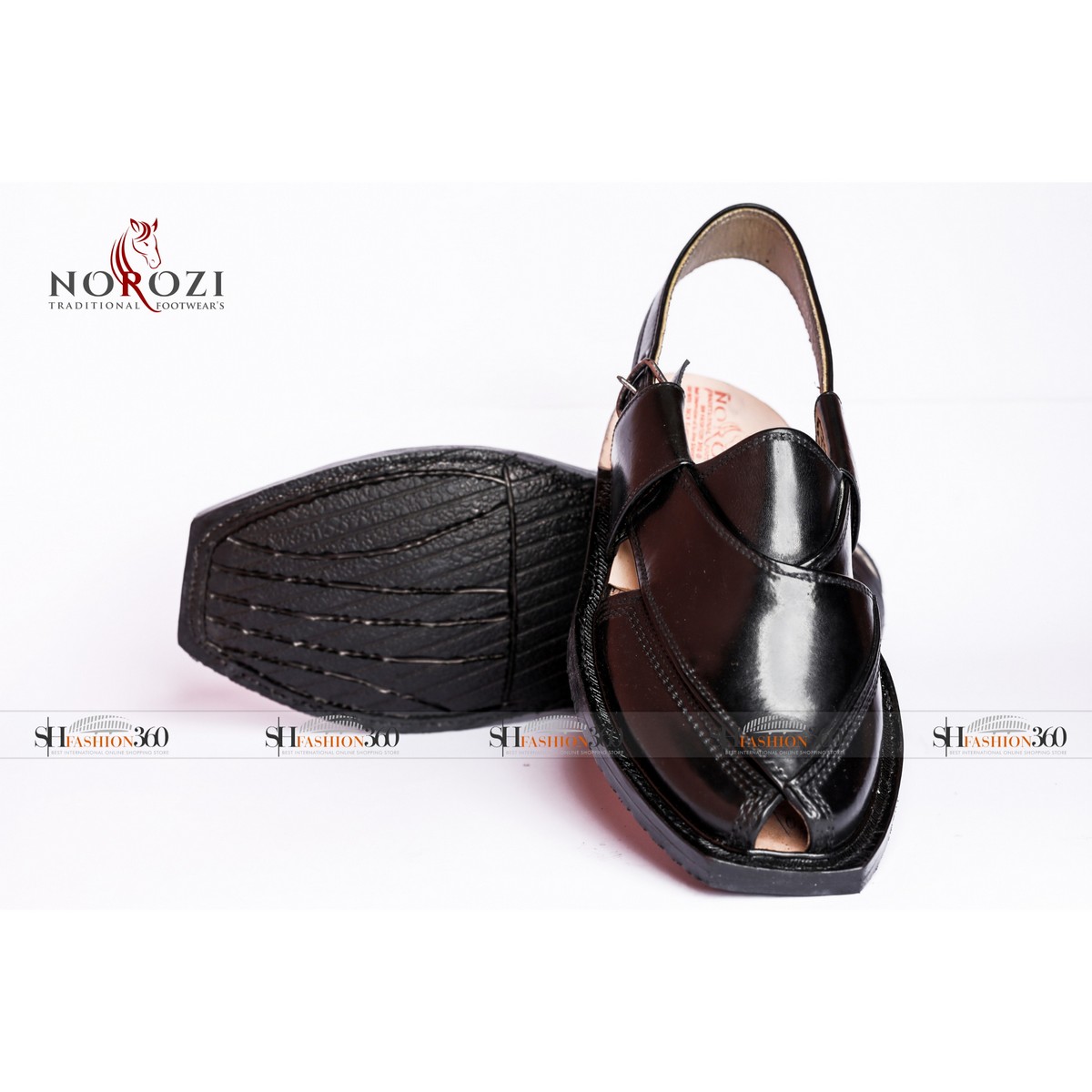 Norozi Chappal with Single Tire Sole Black | Daraz.pk