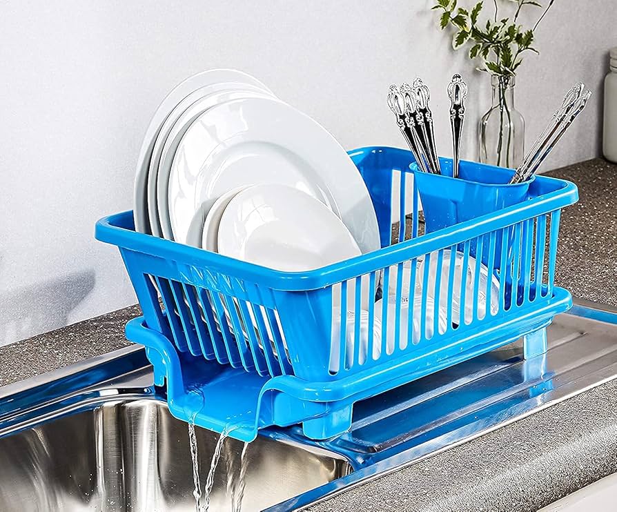 V/3 in 1 Large Durable Plastic Kitchen Sink Dish Rack Drainer Drying ...