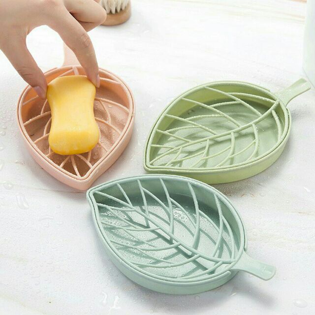 Hot Selling Double Wall Plastic Leaf Shape Soap Dishes Soap Tray Holder ...