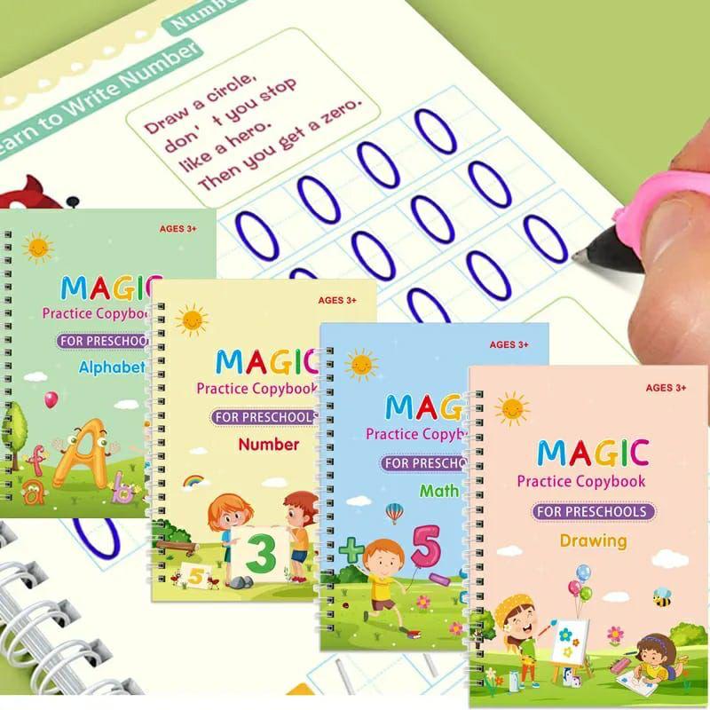 Magic Practice Copybook(4 BOOKS+4 INK REFILL+GRIP) , Practice book For ...