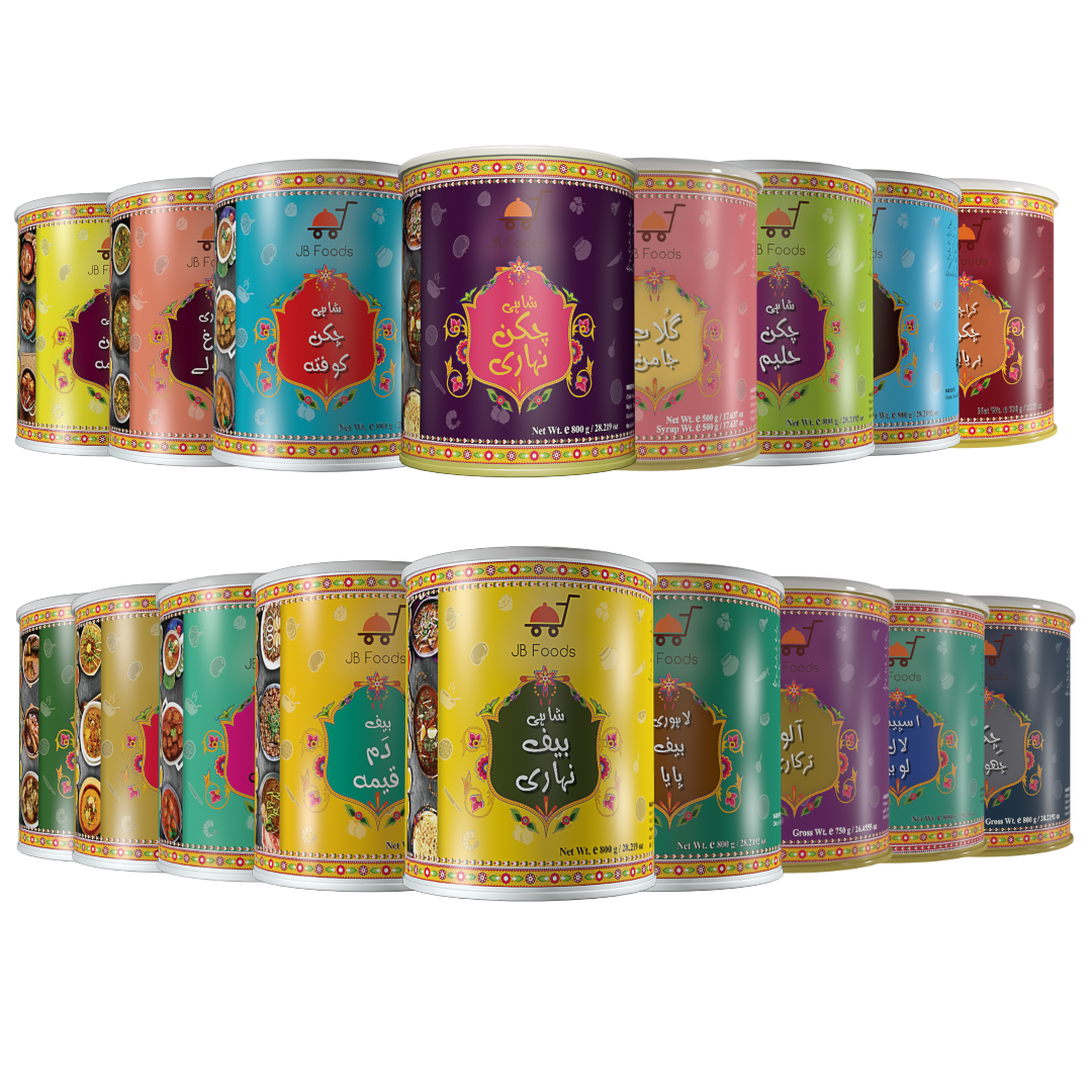 JB Foods Entire Menu Pack Of 17 - Can Food - Canned Food - Tin Packed ...