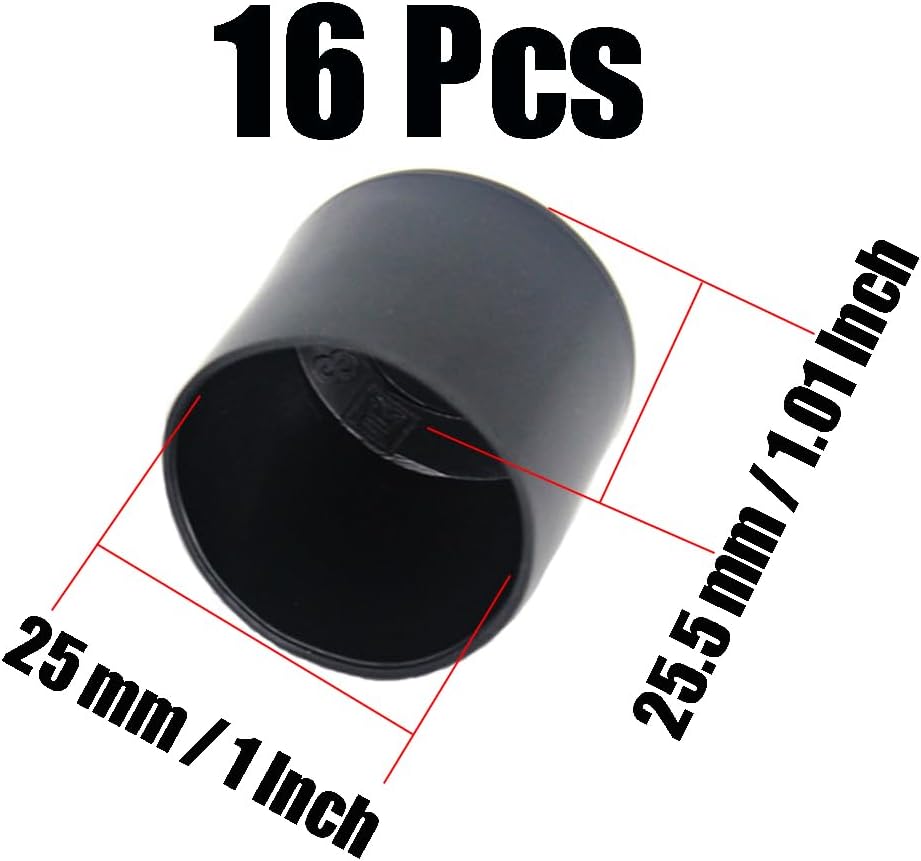 16Pcs 1 Inch (25mm) Round Rubber Chair Leg Tips Caps, Chair Table Leg ...