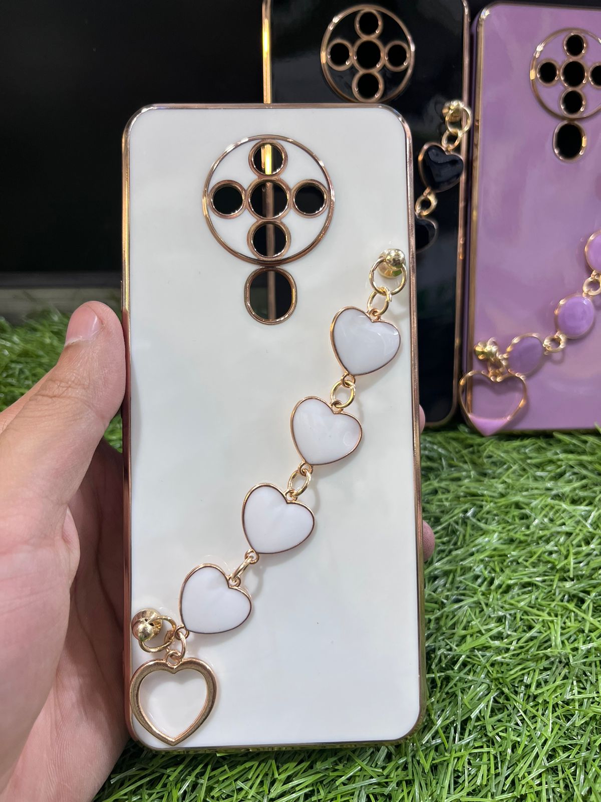 Tecno Spark 6 Back Cover + Love Heart Bracelet Chain Luxury 6D Plating ...