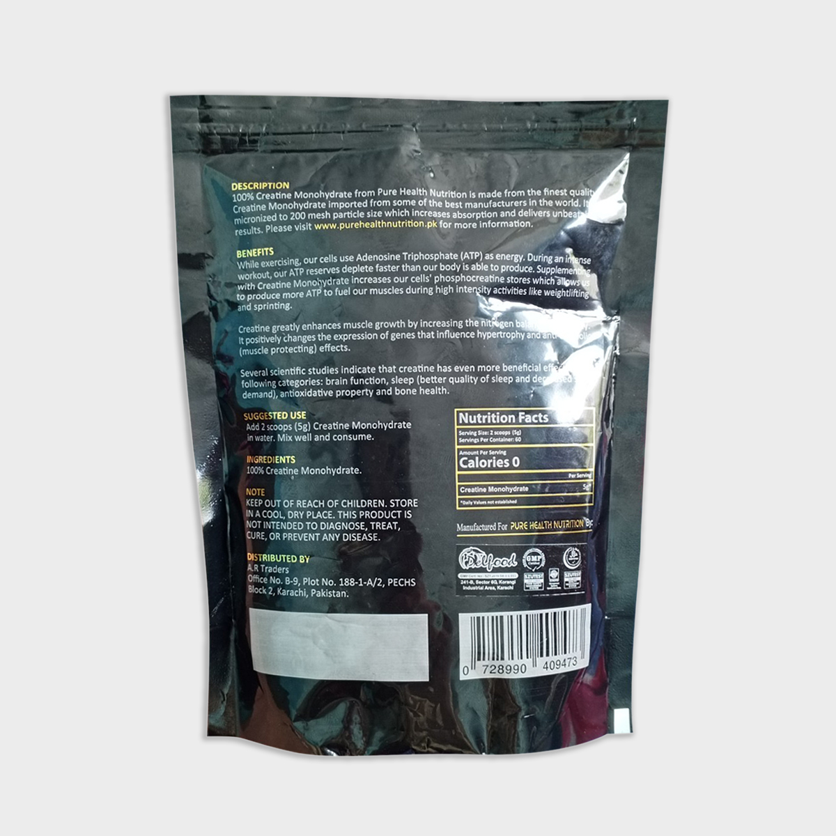 Creatine Monohydrate 300 g (60 Servings) by Pure Health Nutrition ...