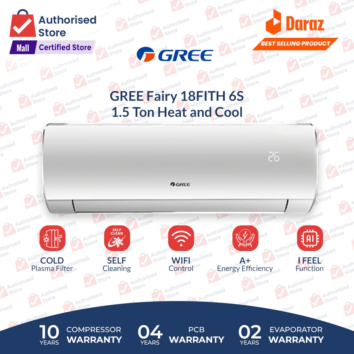 GREE Split AC 1.5 TON Inverter Fairy Series - Model 18FITH6C/6S -(T3 ...
