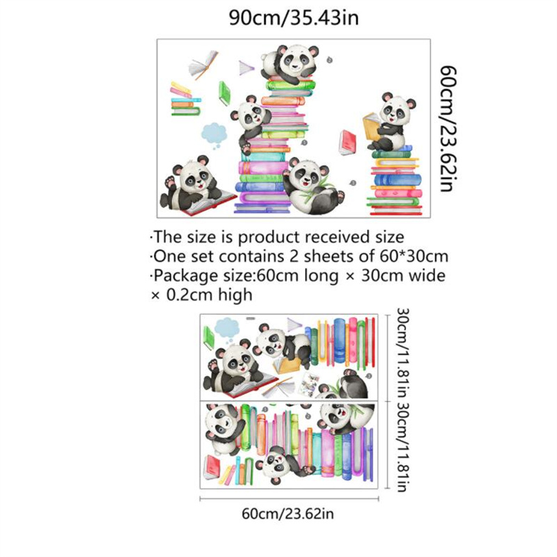 Cute Animal Panda Book Wall Stickers For Kids Nursery Decor Reading ...