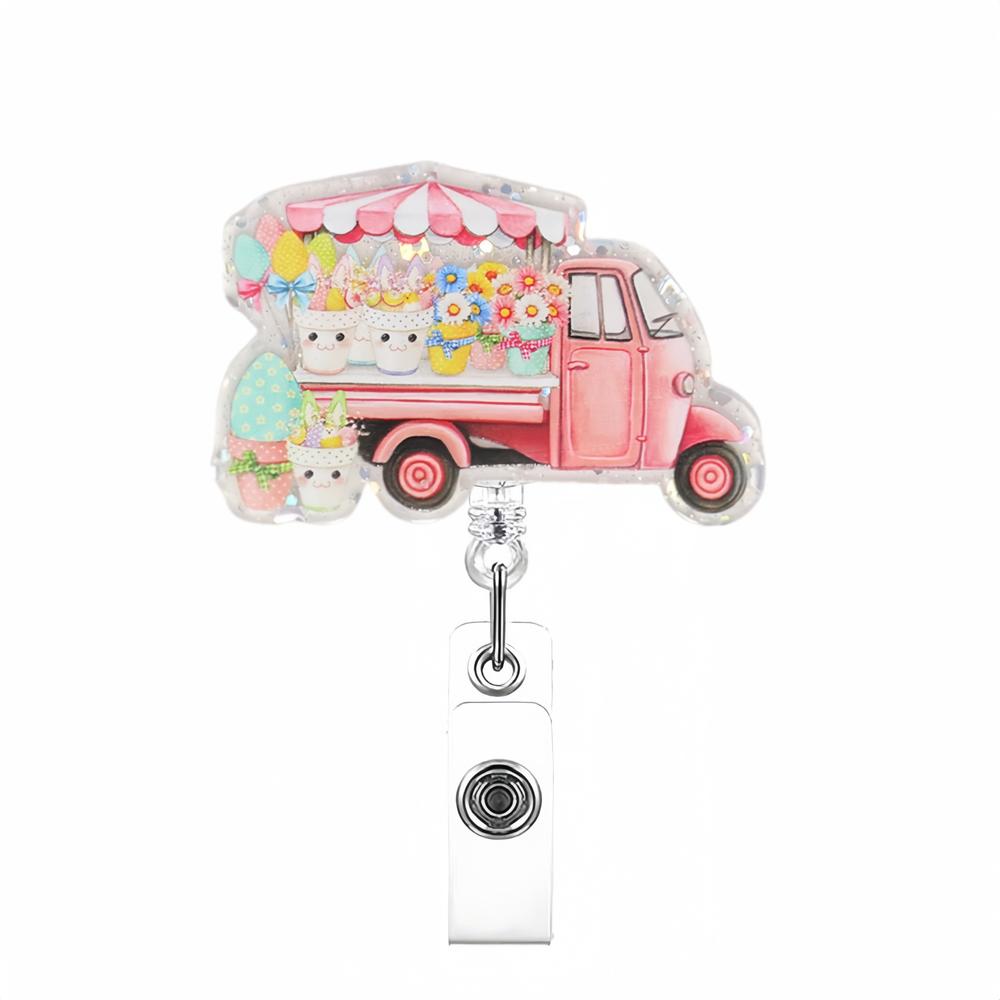 Retractable Badge Reel Fun Acrylic Colorful Name Tag Lightweight ...