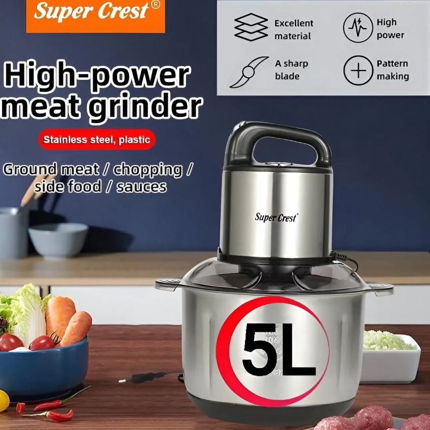 Super Crest 5Litter Electric Food Chopper With Stainless Steel 6 Blades ...
