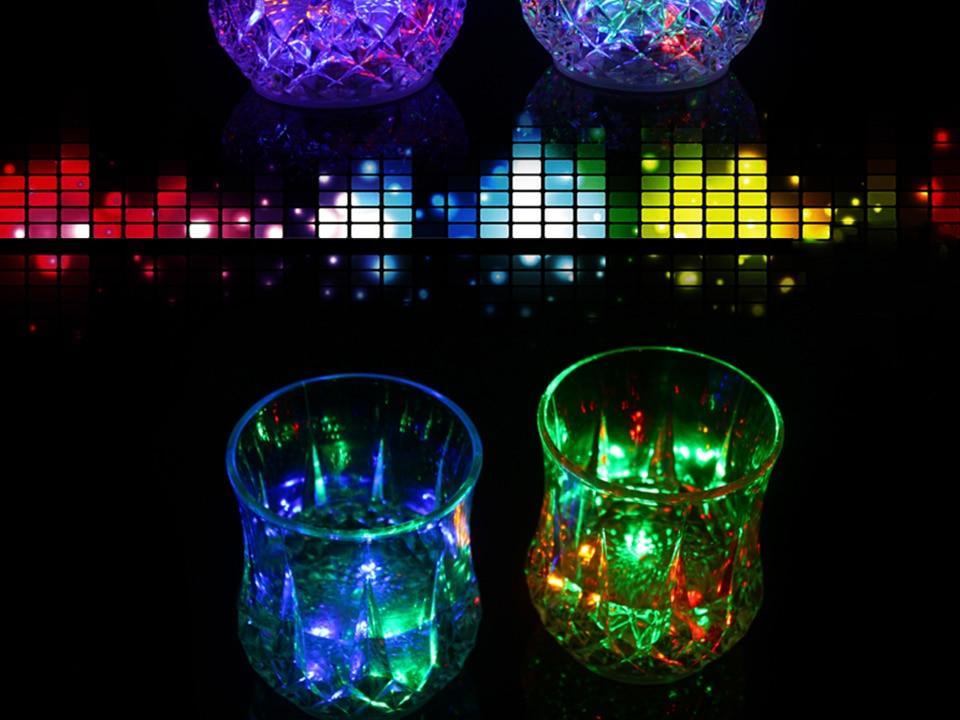 LED Flashing Glowing Water Liquid Activated Light Up Glass Cup Mug ...