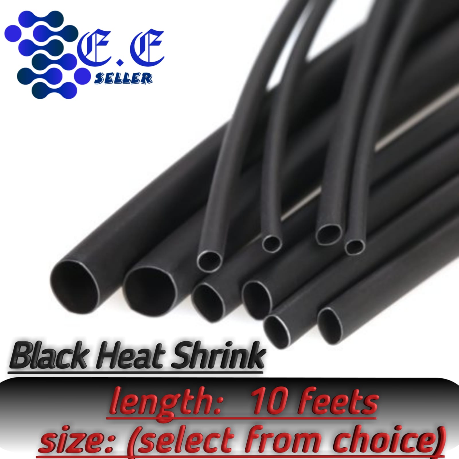 10 feets Black Heat Shrink Tube, Shrinkable Sleeves,Wrap Cable Sleeve, Wire Wrap, Multiple Sizes ...