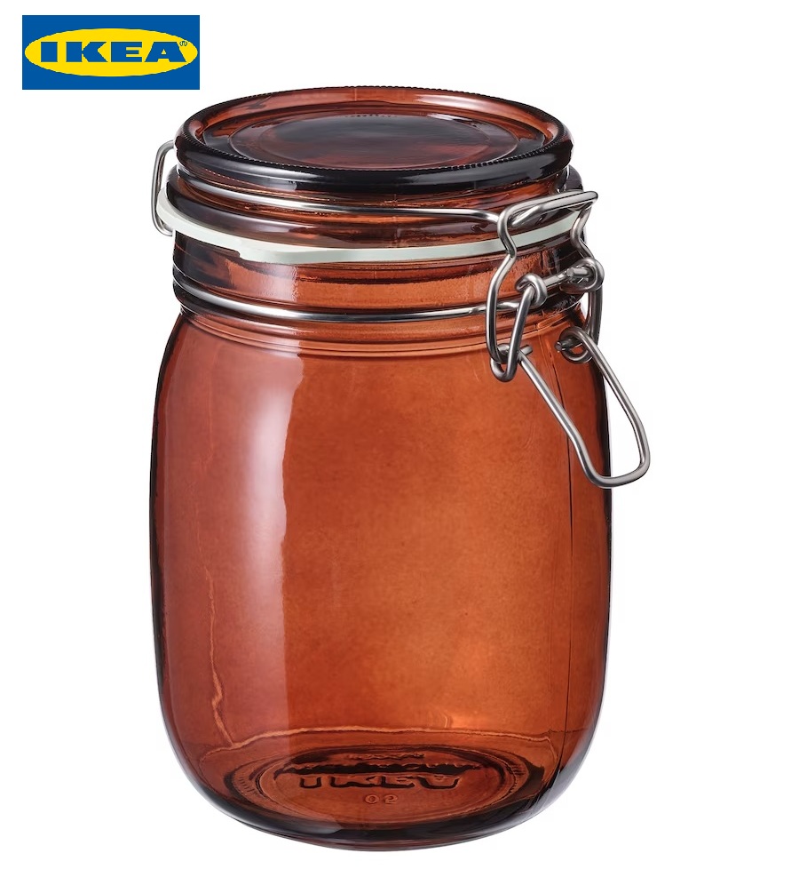 IKEA KORKEN 1 Liter Glass Storage Jar with Airtight Rubber Seal for ...