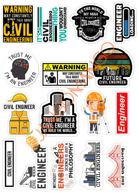 10 Pcs Civil Engineering Stickers Pack For Laptop,Desk, Notebook and ...