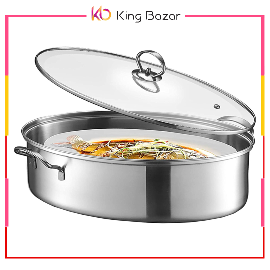 Alpha Stainless Steel Flat Karahi Fish Pot | Premium Cooking Karahi for ...