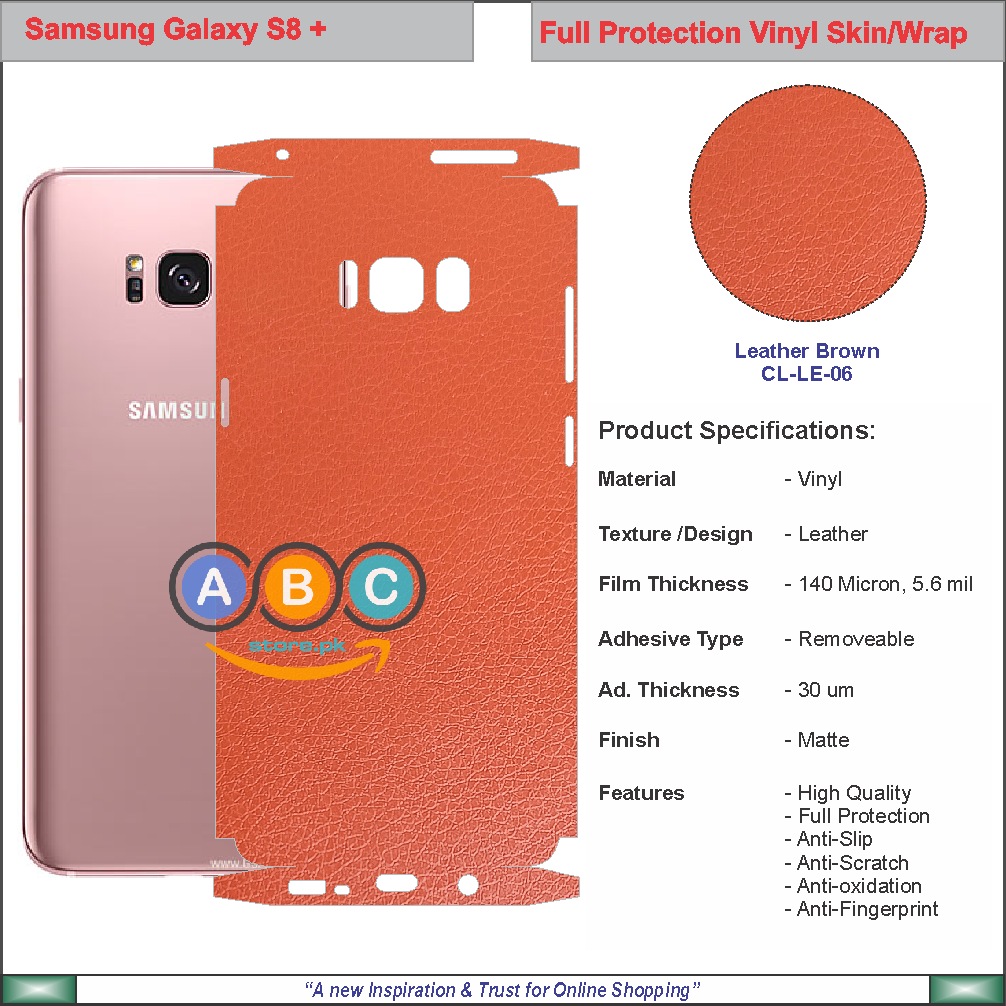 Samsung Galaxy S8 Plus , Full Back Protection Sheet with Four Sides ...