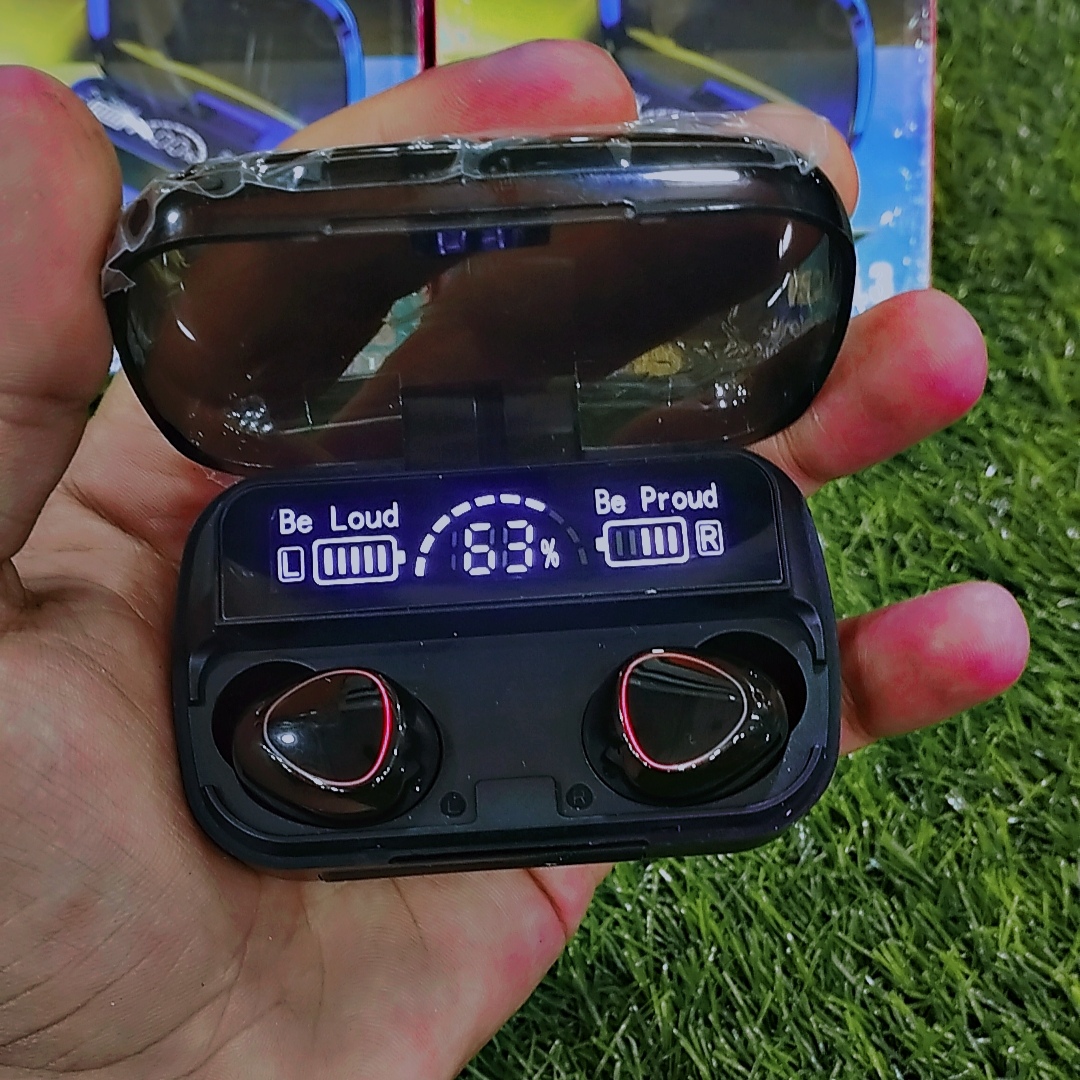 M10 TWS Bluetooth Earbuds with Charging Case with a display in the ...