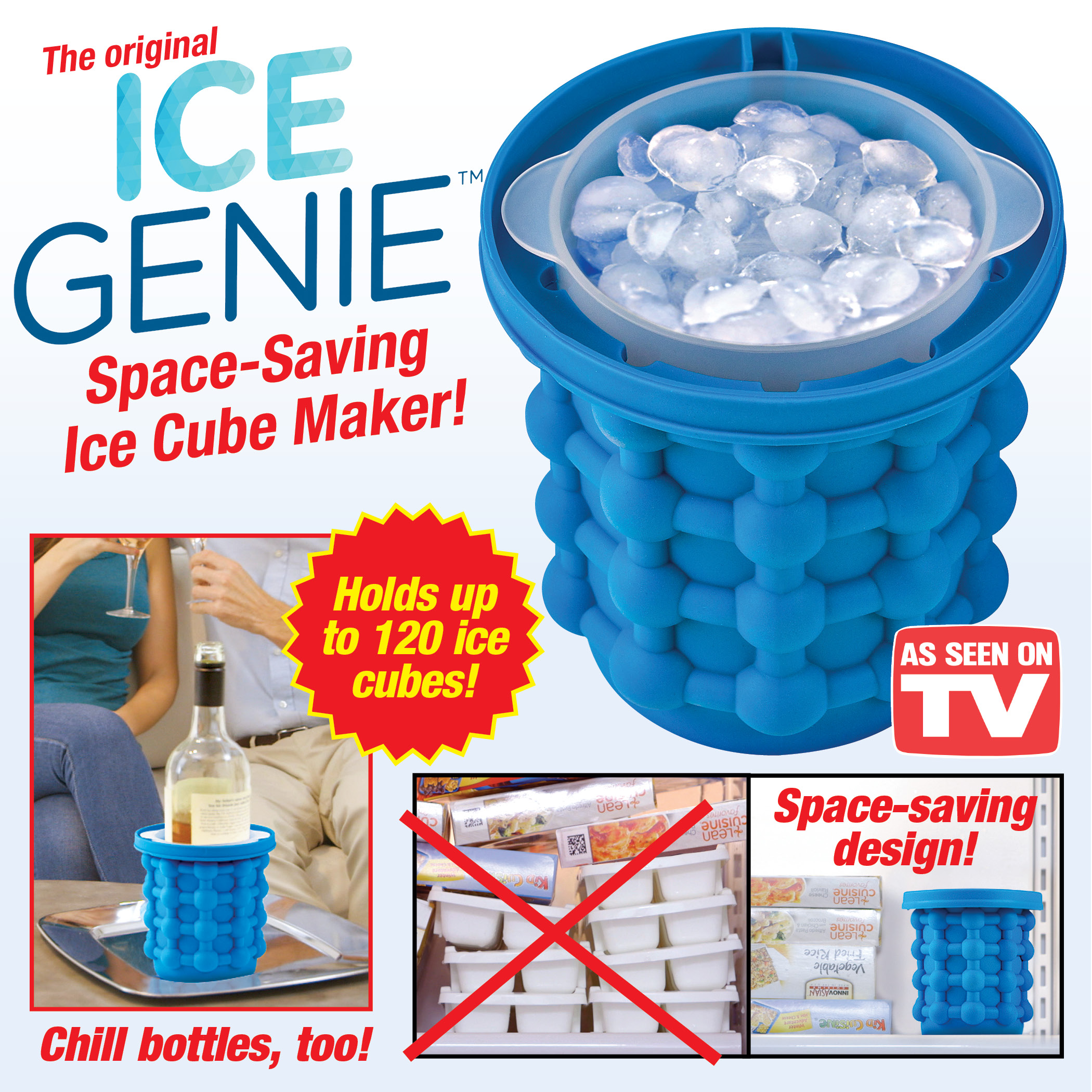 Ice Genie Mgic Ice Cube Maker Genie Silicone Rubber Ice Tray Mold ...