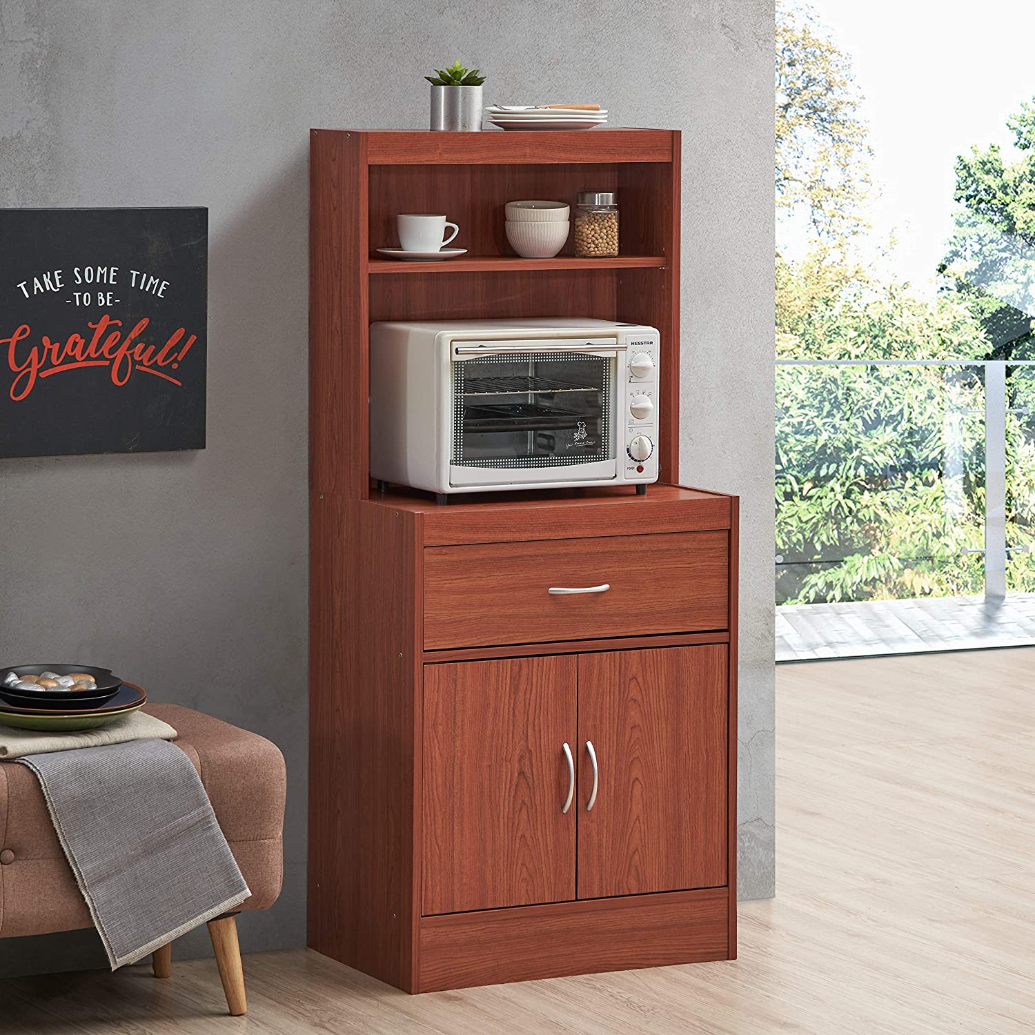 Oven Rack 54"High Kitchen Bakers Rack with Hutch Industrial Microwave ...